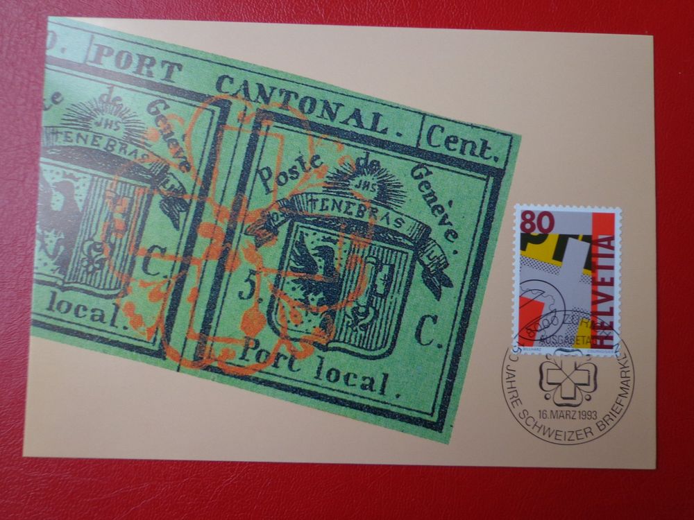 Maximumkarte MK Carte maximum Port cantonal Genève 16.3.1993 (Neu ...