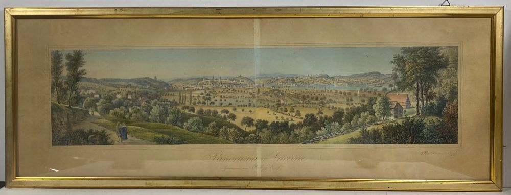 Antike Grosse Panorama de Lucerne Aquarell | Kaufen auf Ricardo
