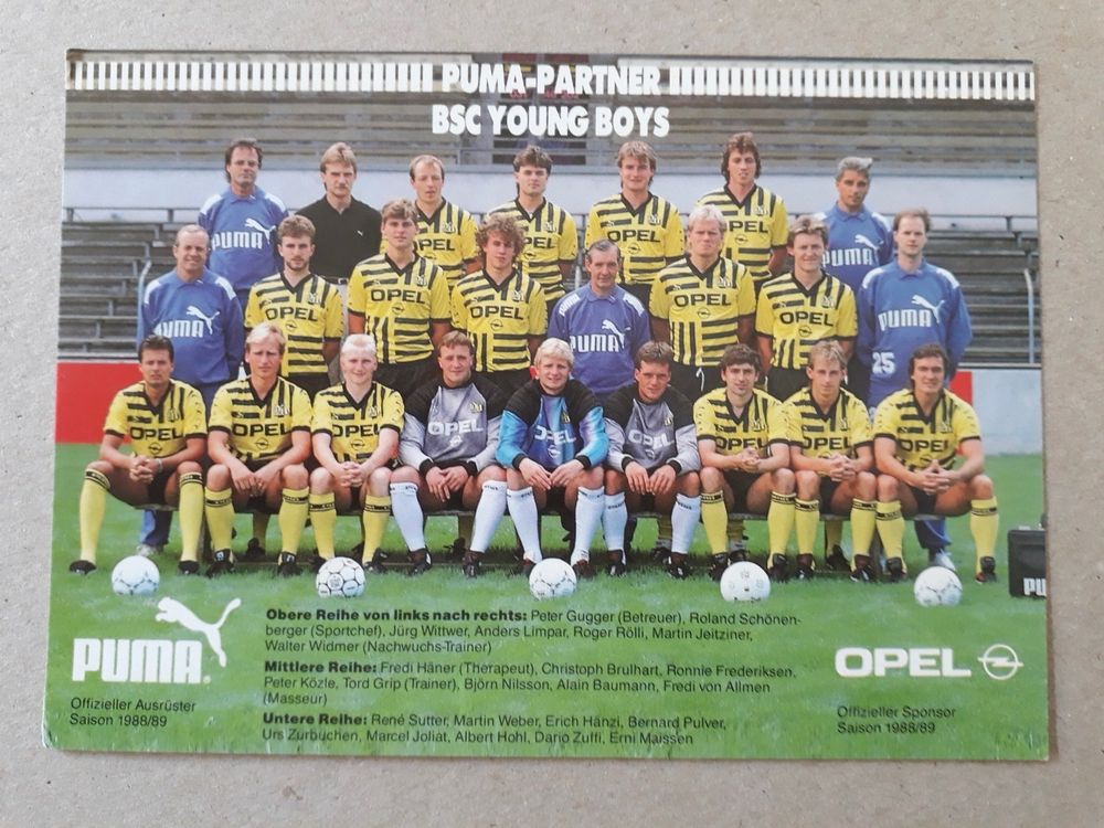 Mannschaftskarte BSC Young Boys 1988/89, YB Bern (Gebraucht) in Basel für CHF 8.9 – mit ...