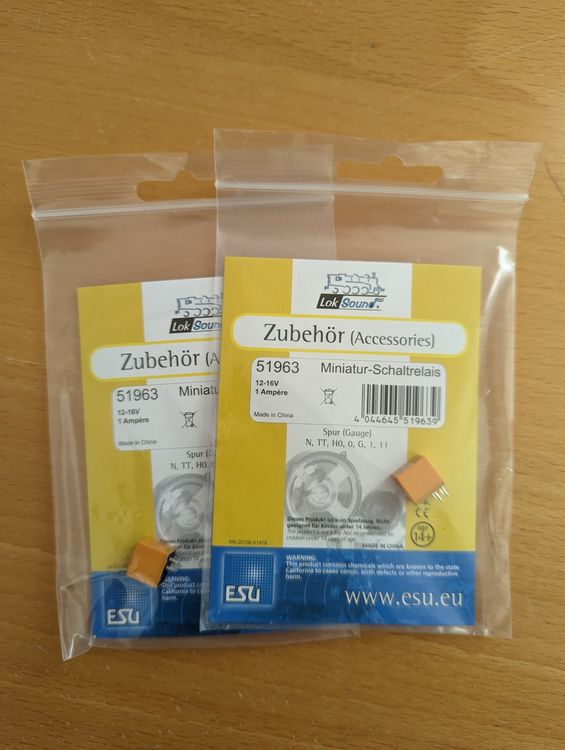 ESU 51963 Miniatur-Schaltrelais (2 Stück) (Neu und originalverpackt) in ...