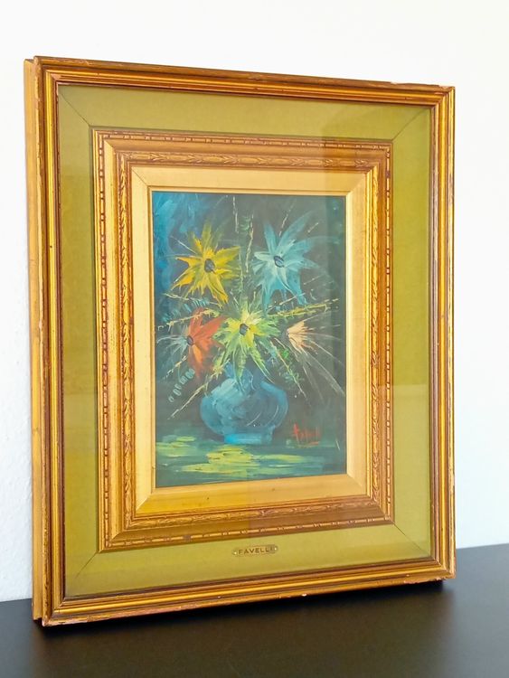 Blumenölgemälde Favelli, Vintage, gerahmt, signiert (Gebraucht) in Pratteln für CHF 33 – nur ...