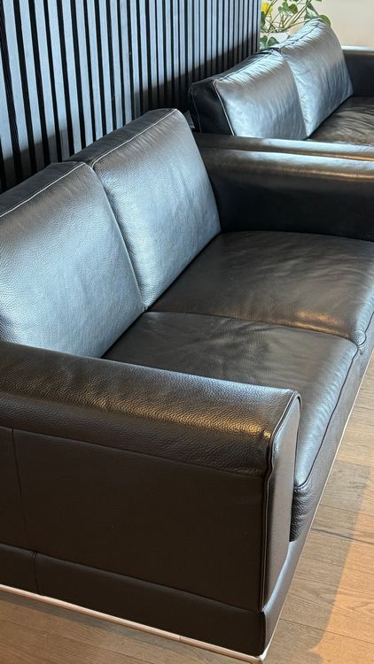 Sofa Leder schwarz 2er und 3er Garnitur Modell Arild | Kaufen auf Ricardo