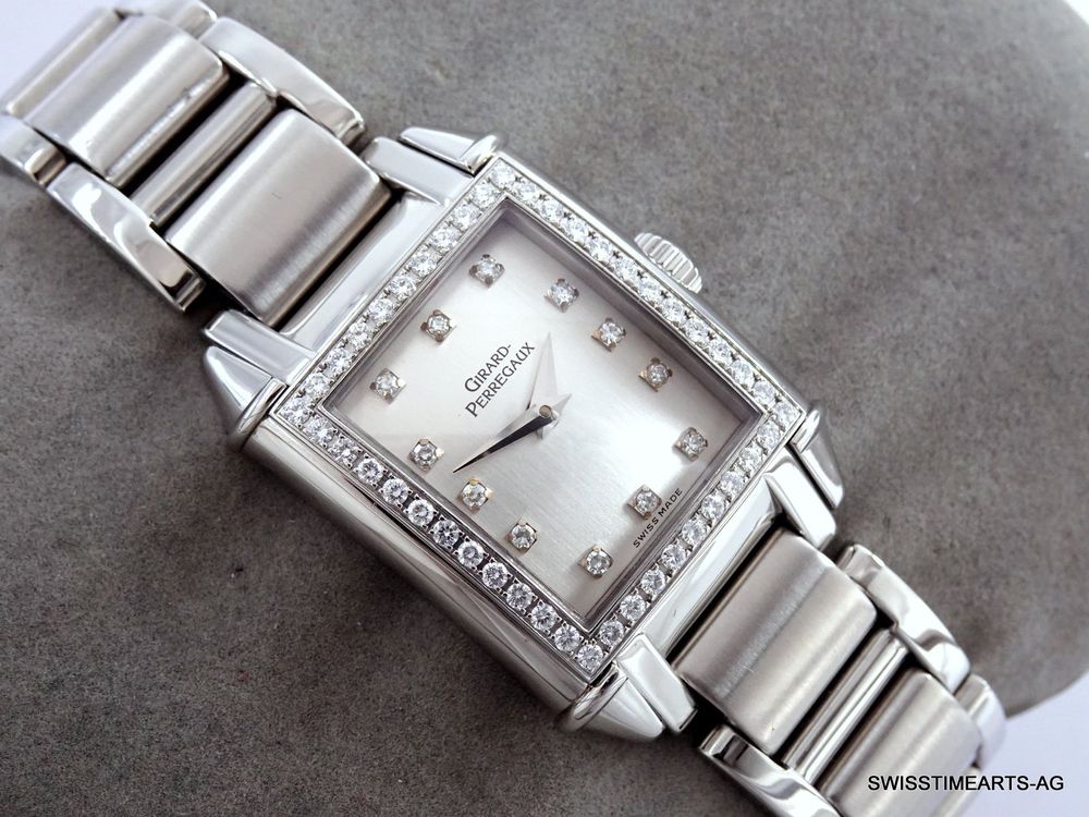 GIRARD PERREGAUX VINTAGE 1945 HANDAUFZUG EDELSTAHL&DIAMANTEN (Gebraucht ...