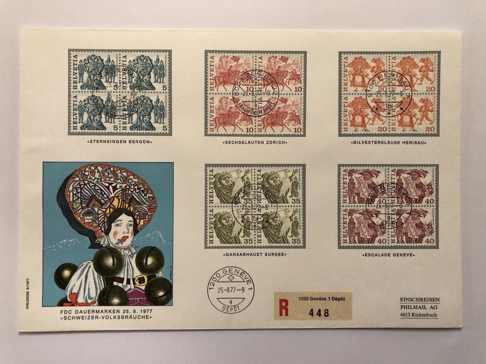 FDC Grossbrief Schweizer Volksbräuche 1977 (Ortsn.) | Kaufen auf Ricardo
