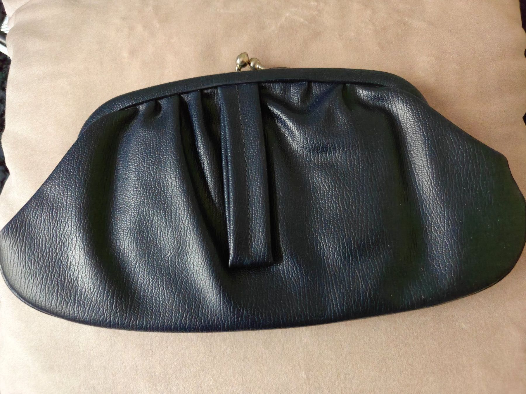 British Golden Age vintage vachetta leather kisslock clutch (Gebraucht ...