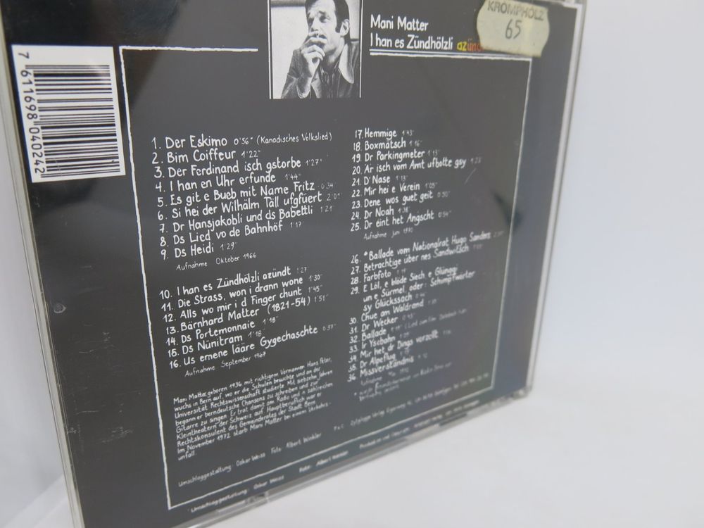 CD Mani Matter - i han es zündhölzli azündt / top Zustand | Kaufen auf ...