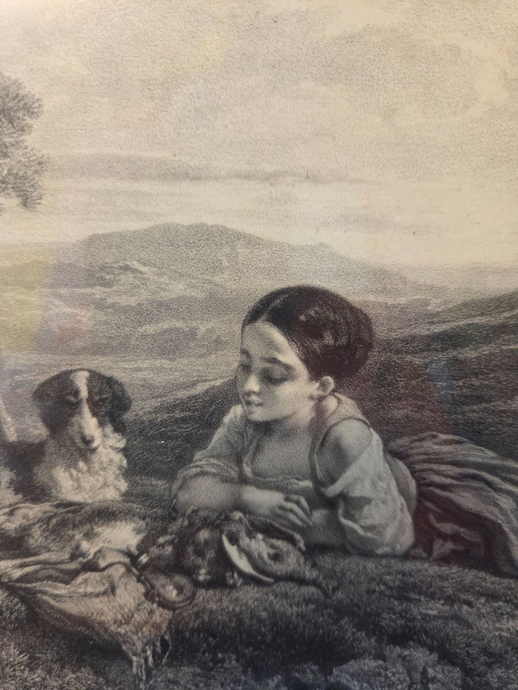 jolie litho d'époque "jeune fille et son chien" (D'occasion) à Lausanne ...