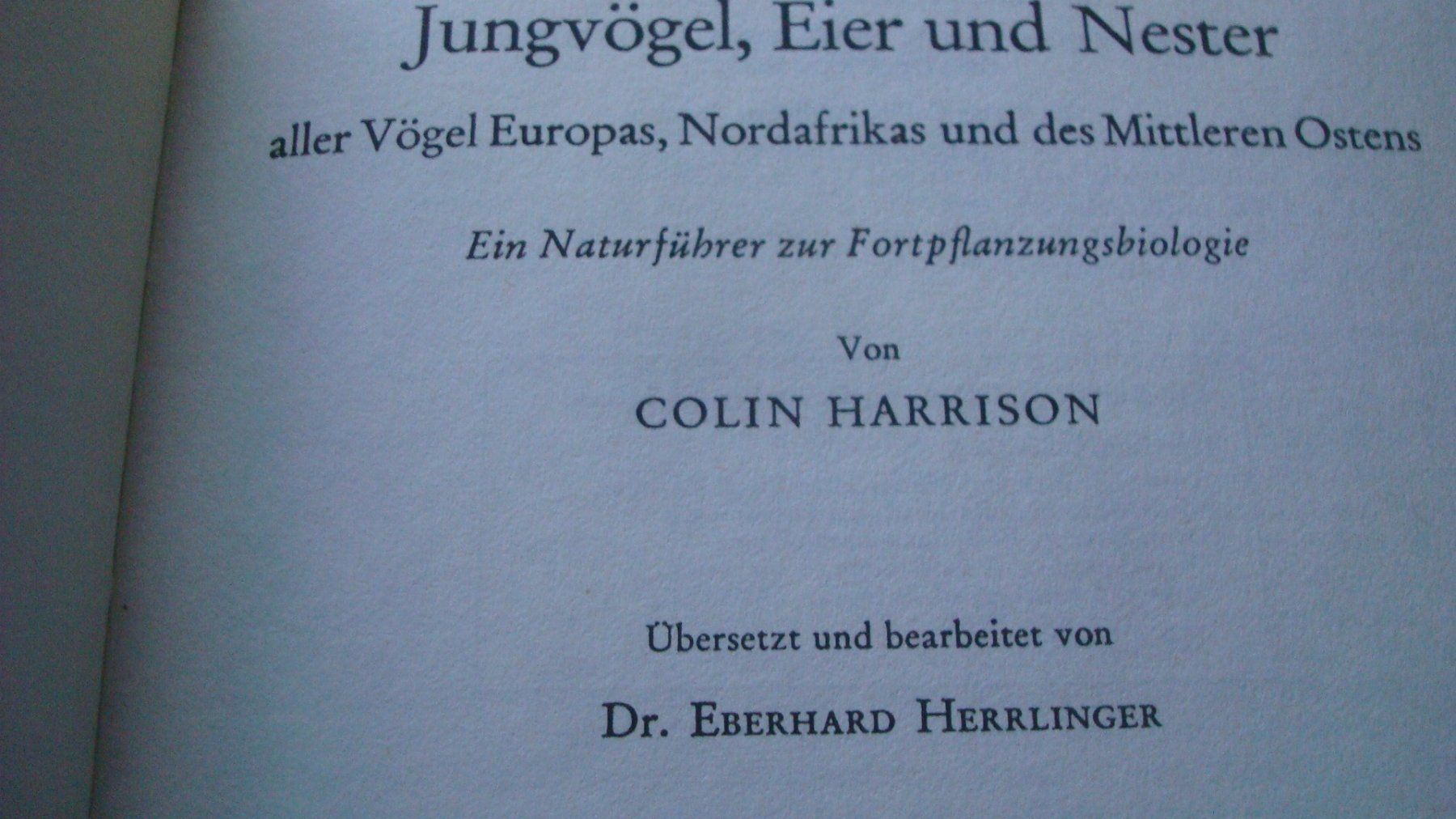 Jungvögel, Eier und Nester Colin Harrison Paul Parey 1975 (Gebraucht ...