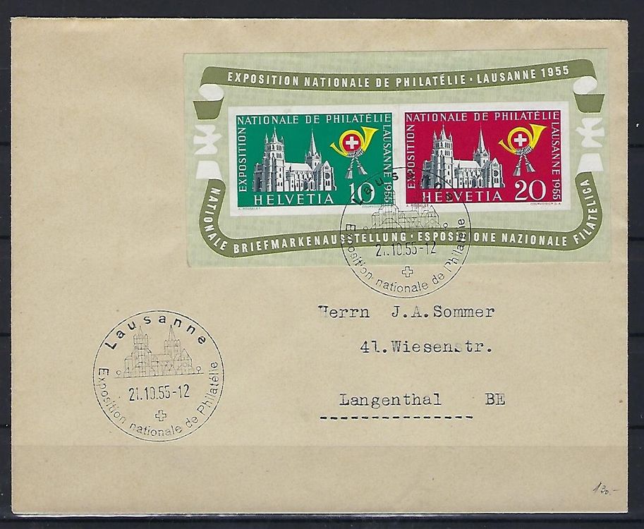 1955 Lausanne Block Briefmarken Ausstellung 15029 (Gebraucht) in Lunden für CHF 10 – mit ...