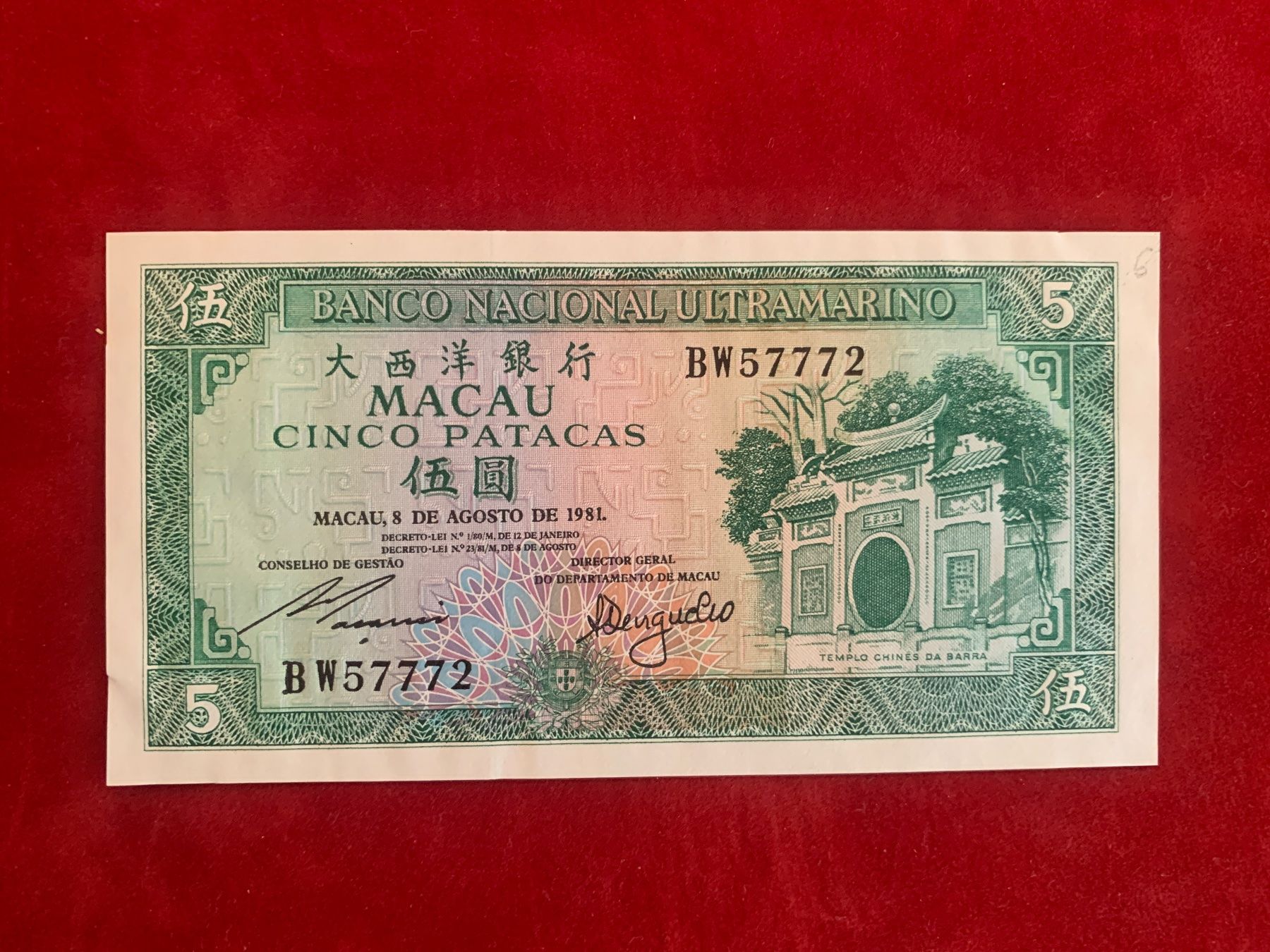 MACAU - 5 Patacas 8 Agosto 1981 - Unzirkuliert / Non circulé (Neu ...