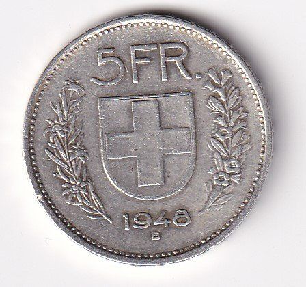 Schweiz 5 Fr. 1948ss-vorz (Gebraucht) in Neuchâtel für CHF 8.9 – mit Lieferung auf Ricardo kaufen