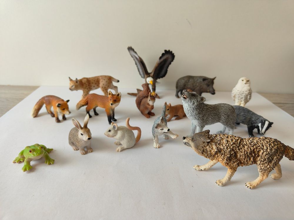 Schleich Wald Tiere Set Sammlung Fuchs Dachs Adler Wolf Maus (Gebraucht ...