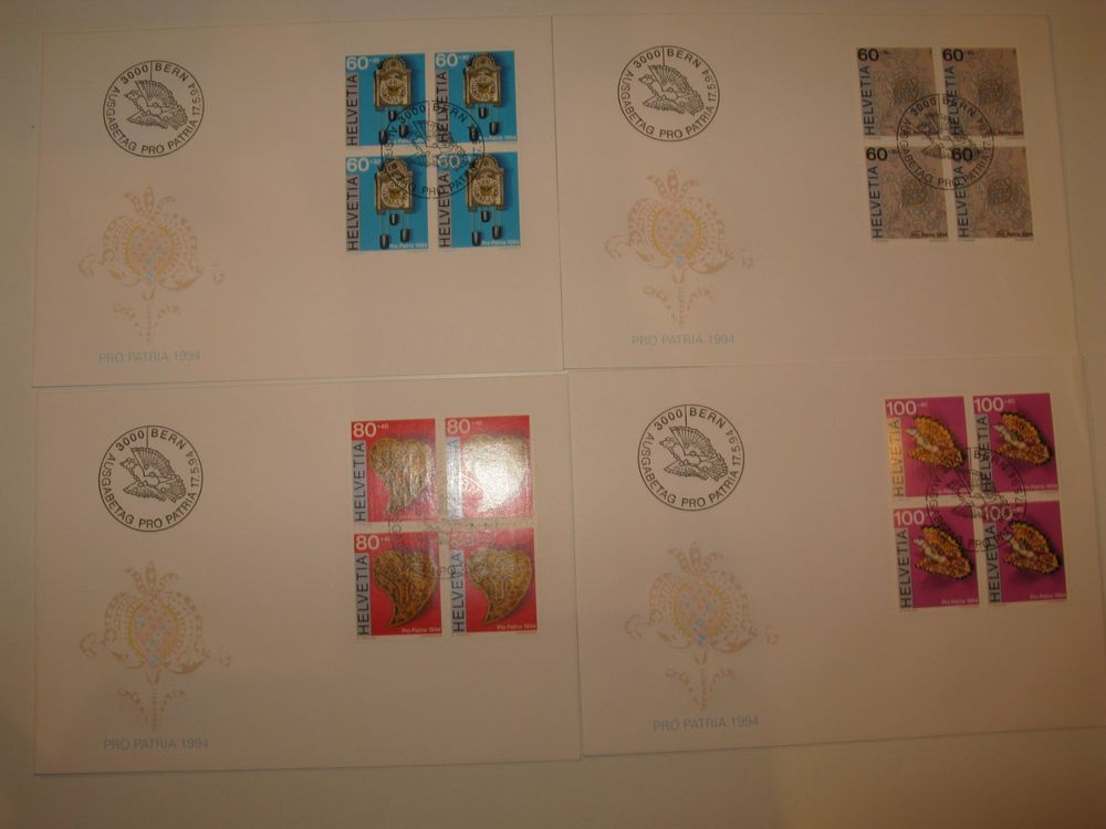 Pro Patria FDC 1994 Nr. 243 - 246 Volkskunst aus der Schweiz | Kaufen auf Ricardo
