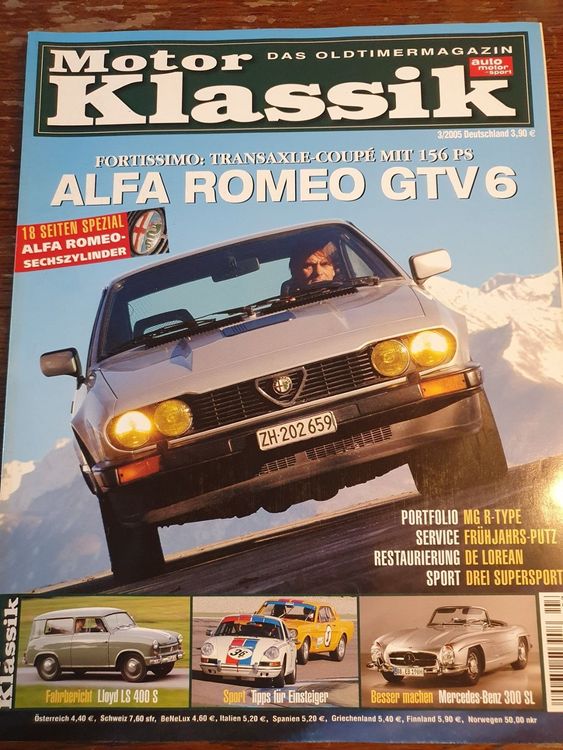 Motor Klassik 3/05 Alfa GTV 6 De Lorean Mercedes 300 SL xx | Kaufen auf ...