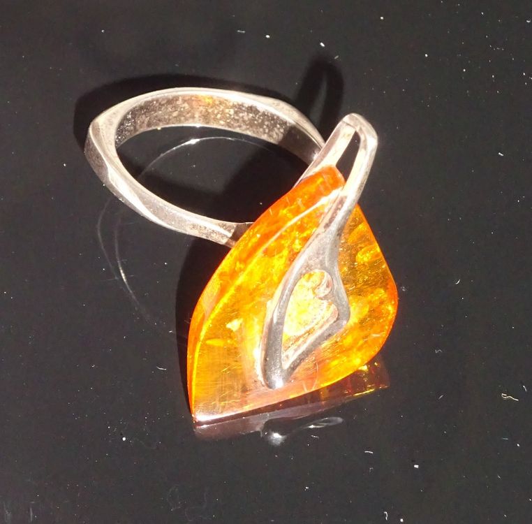 SCHÖNER BERNSTEIN RING 925-STERLING SILBER | Kaufen auf Ricardo