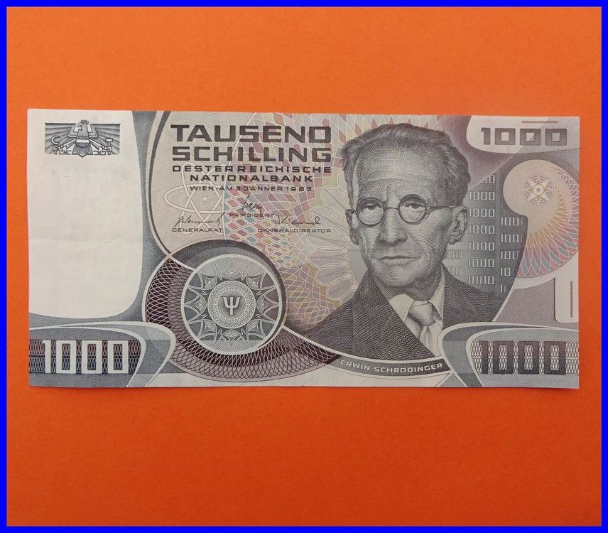 BANKNOTE Österreich - 1000 Schilling von 1983 (Schrödinger) (Gebraucht ...