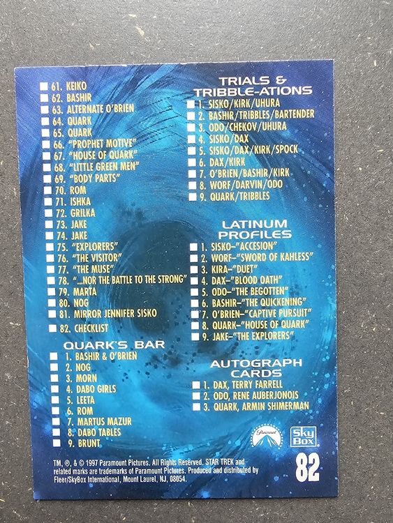 Star Trek Deep Space 9 - Kompl. Tradingcardset - 82 Karten (Neu (gemäss ...