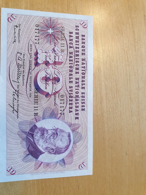 alte 10 Fr Note, unzirkuliert (Neu (gemäss Beschreibung)) in Würenlos ...