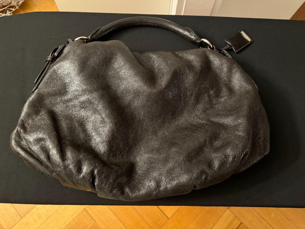Sac "Jil Sander" en cuir retourné souple brun foncé (Gebraucht) in ...