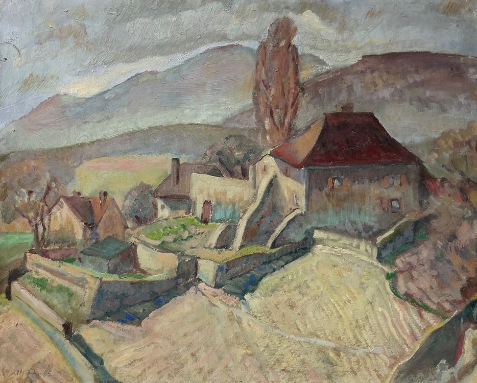 Impressionistisches Feld Landschaft Gemälde unleserlich Sign | Kaufen auf Ricardo