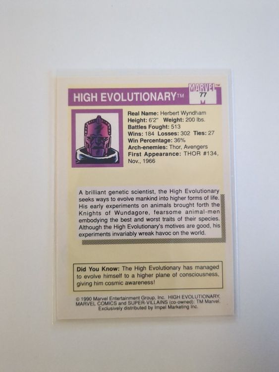 1 x Karte 1990 Marvel Comics - High Evolutionary (Neu (gemäss ...