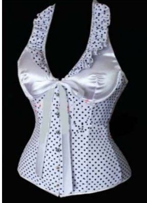 NEUES Corsagen-Top weiss-shwarz Polka dot Gr. M - 80153 (Neu (gemäss ...