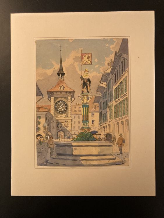 Aquarell - Walter Eggimann - Kramgasse mit Zeitglockenturm (Gebraucht) in Bösingen für CHF 20 ...