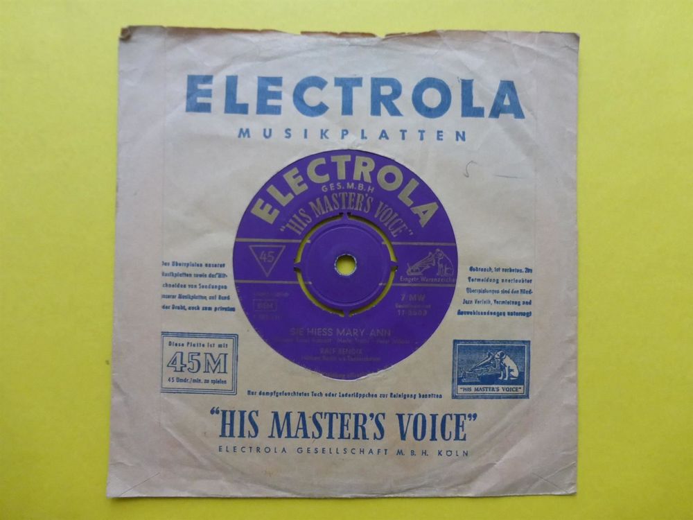 RALF BENDIX 7" SIE HIESS MARY-ANN (Gebraucht) in Zürich für CHF 4.5 ...