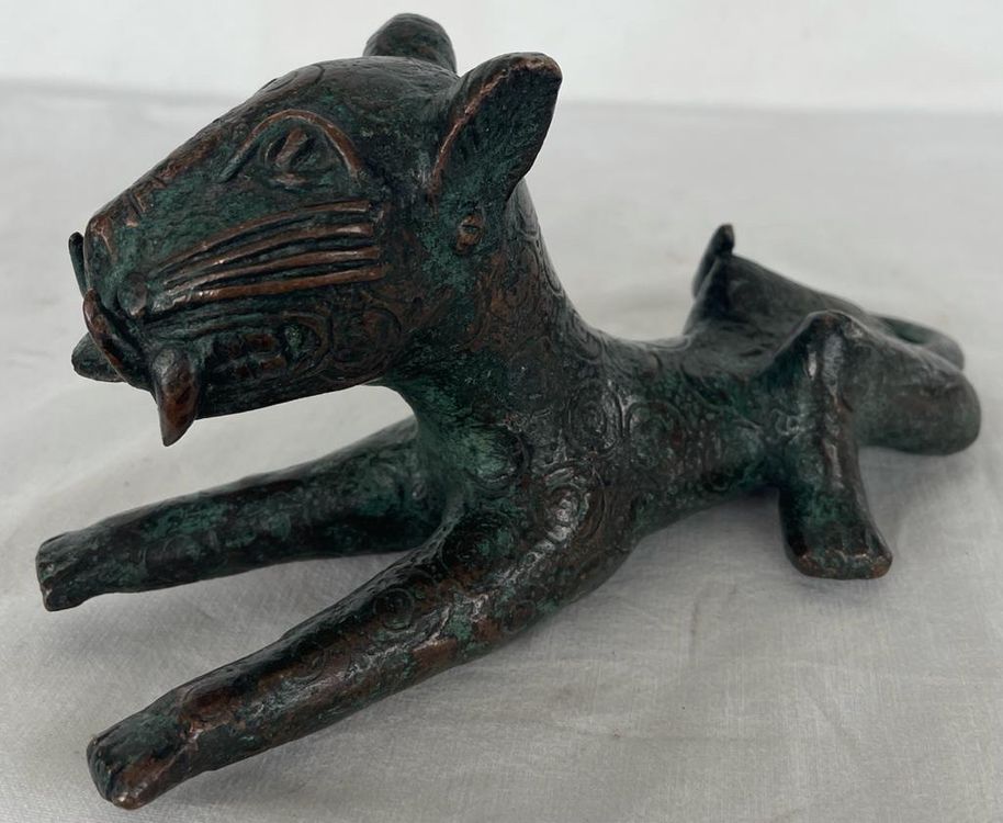 grosser feiner alter Leopard Bronze Benin Länge 21 cm | Kaufen auf Ricardo