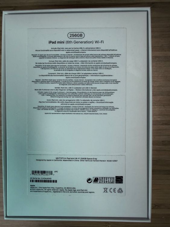 iPad Mini 6 (2021), 256 GB, Wi-Fi, USB C & Netzteil, Grau (Gebraucht ...