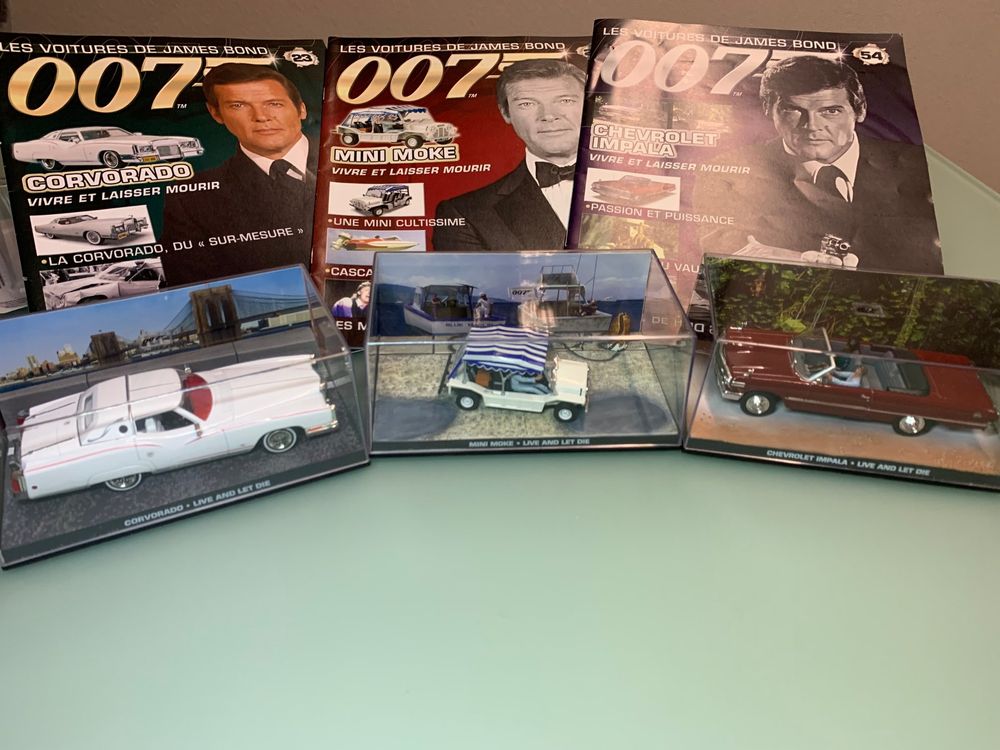 3x Diorama BOND 007 CORVORADO + MINI MOKE + CHEVROLET IMPALA (Neu und ...