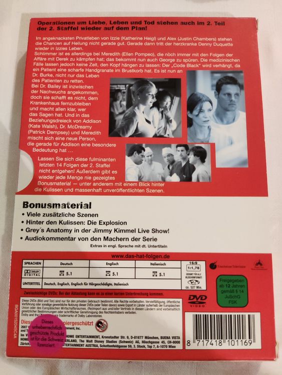 Grey's Anatomy - Staffel 2.2 (DVD) (Gebraucht) in Oberembrach für CHF 3.9 – mit Lieferung auf ...
