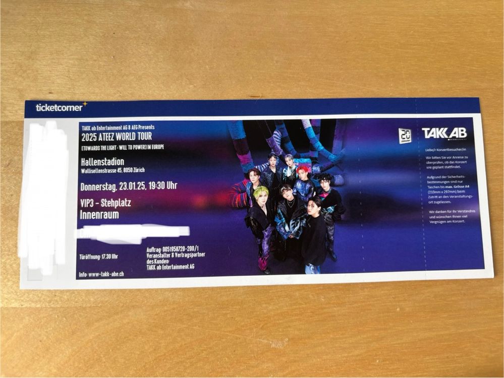 Ateez Ticket Zürich VIP 3 | Kaufen auf Ricardo