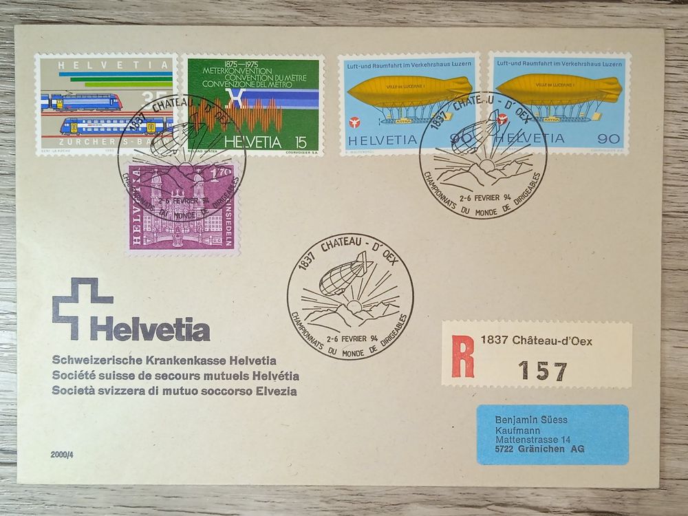 TR51 Enveloppe + Timbre Suisse 1994 (Gebraucht) in Cousset für CHF 0.85 – mit Lieferung auf ...