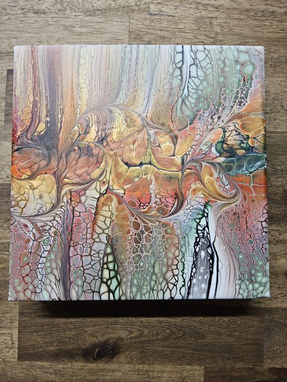 Acryl Abstrakt auf Leinwand Fluid Art 20x20x5cm | Kaufen auf Ricardo