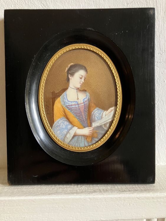 Portrait Miniatur „La Liseuse“ nach Jean-Etienne Liotard (Gebraucht) in ...