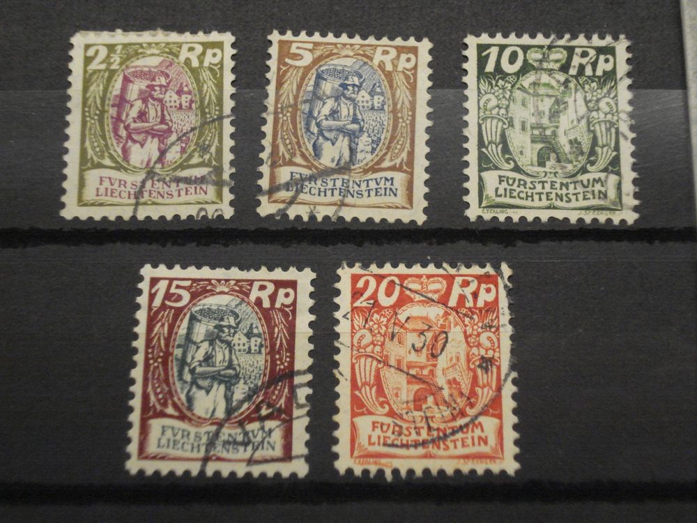 5 Marken Liechtenstein 1924/26 o (Gebraucht) in Niederwil AG für CHF 2.1 – mit Lieferung auf ...