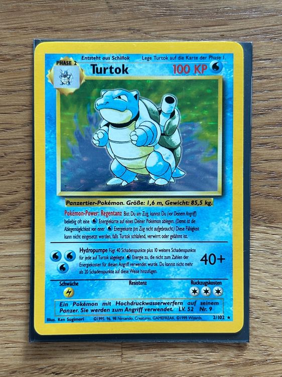 Turtok HOLO 2/102 Base Set Pokémon Selten (Gebraucht) in Kestenholz für ...
