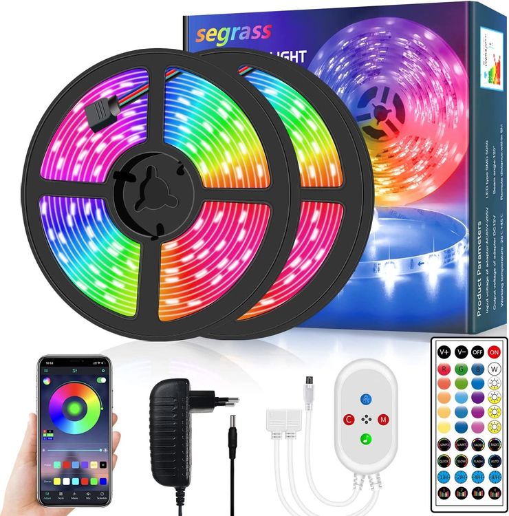 RGB LED Strip 15m Lichterkette LED Streifen Music Sync Timer (Neu ...