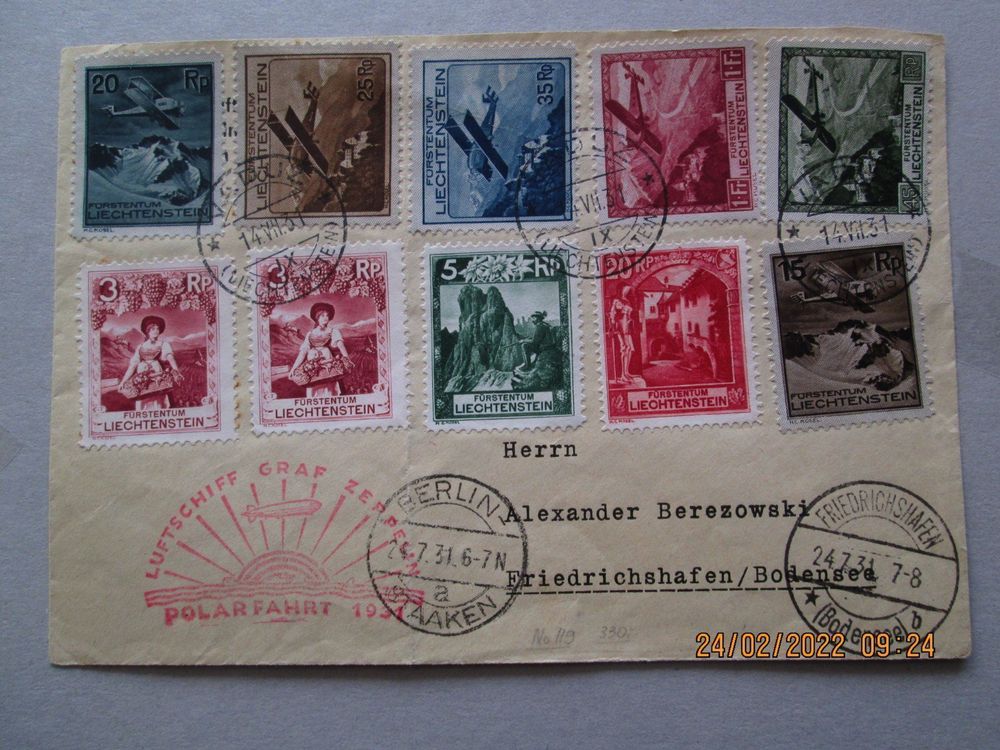 FL Zeppelinbrief mit Nr. F1-F6+ selten ! (Gebraucht) in Wetzikon ZH für CHF 100 – mit Lieferung ...