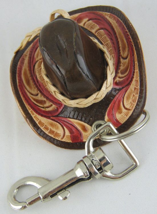 Schlüsselanhänger - COWBOY HUT - Handarbeit aus Leder - Neu (Neu und originalverpackt) in ...