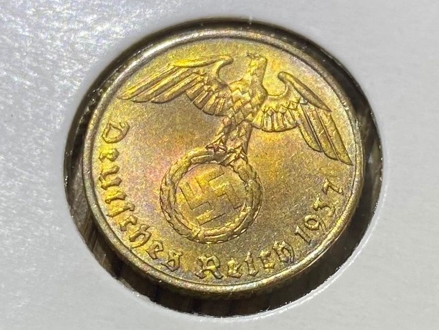 Drittes Reich 1 Reichspfennig 1937 A Mehrfarben Patina (Neu (gemäss ...