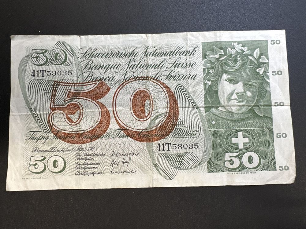 50 Fr.-Note Schweiz 1973 (Gebraucht) in Herisau für CHF 14 – mit ...