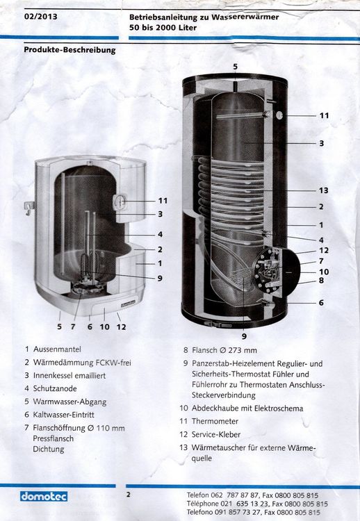 2 Boiler, Stand-Wassererwärmer Domotec 300 Liter | Comprare su Ricardo