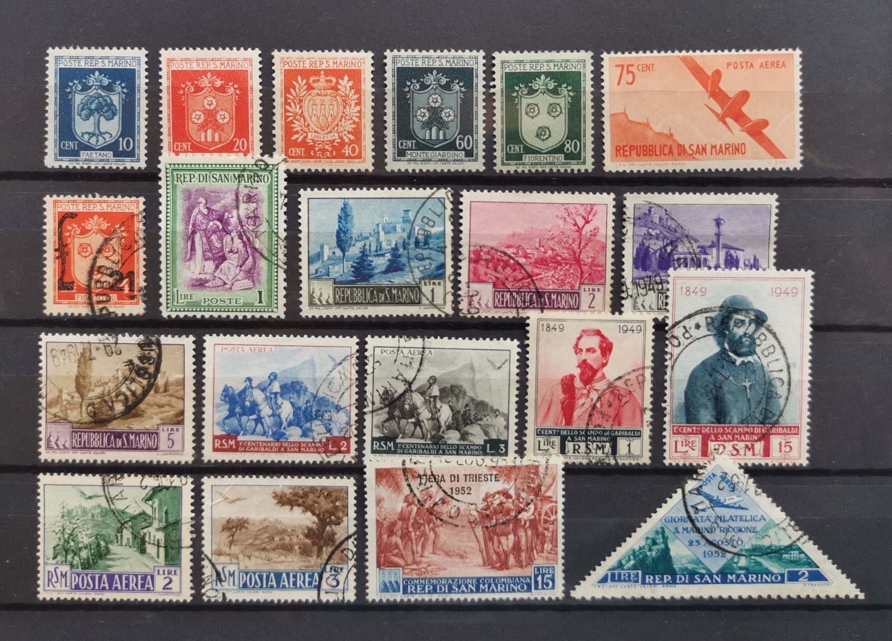 San Marino Briefmarken, schönes Los mit 21 Stk., 1945 - 1952 (Gebraucht ...