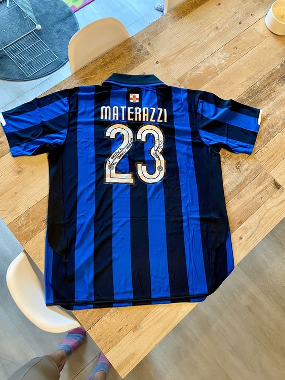 Maillot foot Inter Milan signé Marco Materazzi (autographe) (Neuf avec ...
