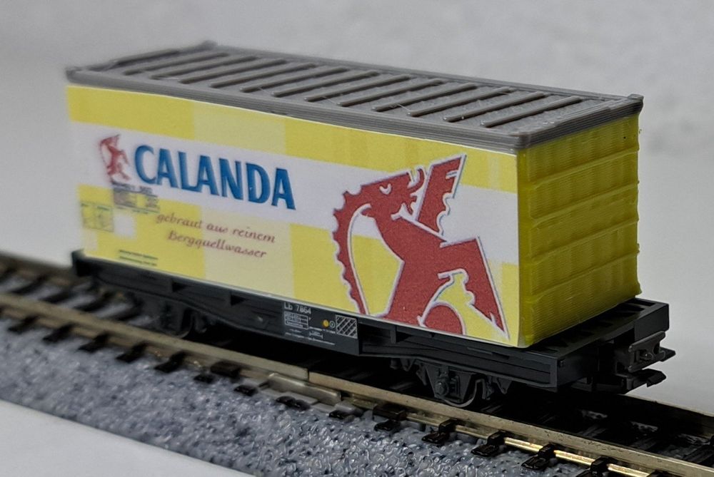 RhB Güterwagen mit Container Calanda Bräu Spur N Kato Neu (Neu (gemäss ...
