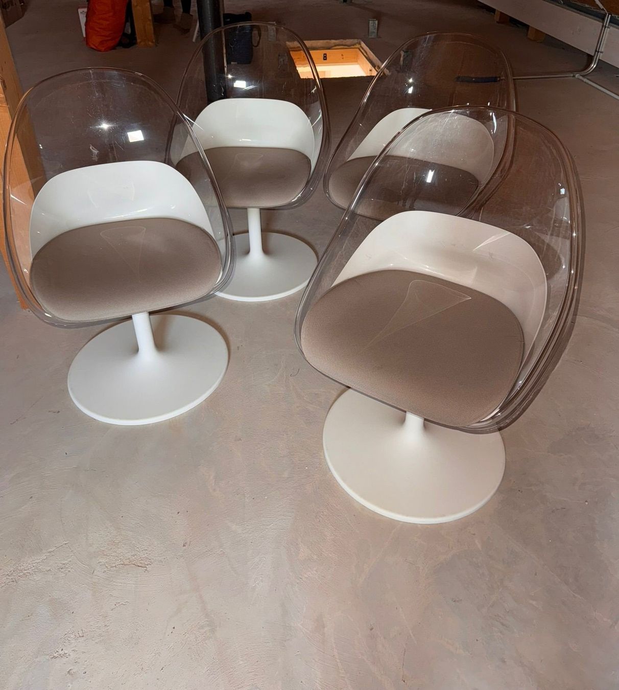 4× IKEA Design Drehstühle transparent / weiss mit Sitzkissen (Gebraucht ...