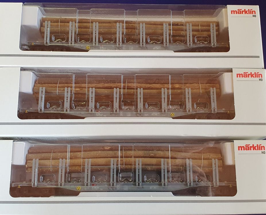 MÄRKLIN: SBB RUNGENWAGENSET MIT STAMMHOLZ BELADEN 47149 OVP (Gebraucht ...