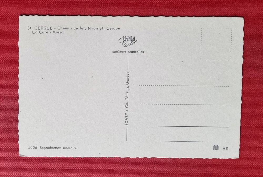 St. Cergue - Chemin de Fer Nyon-St. Cergue - La Cure - Morez (D ...